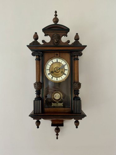 Victorian Walnut Vienna Wall Clock, 1870s for sale at Pamono