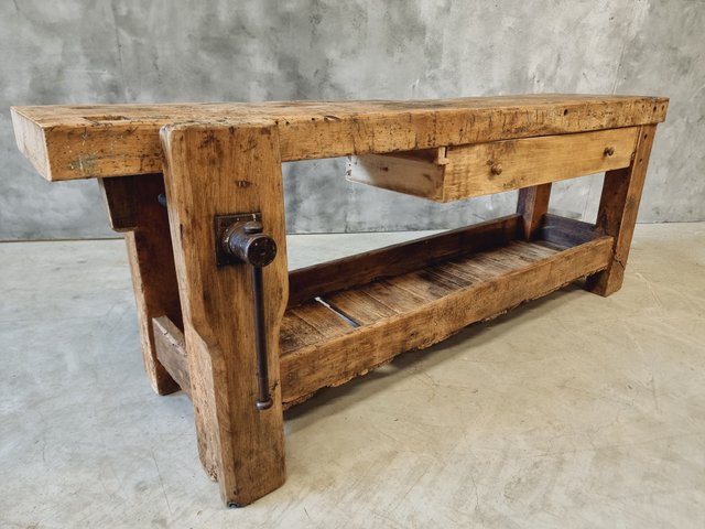 Antique Workbench Side Table Bathroom Furniture 50x205 Cm, 1920s for ...