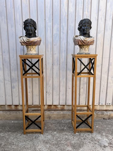 Mid-Century Half-Busts in Belgian Black Marble, 1930s, Set of 2 for ...