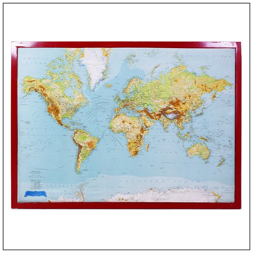 Large Relief Map of the World by George Philip for sale at Pamono