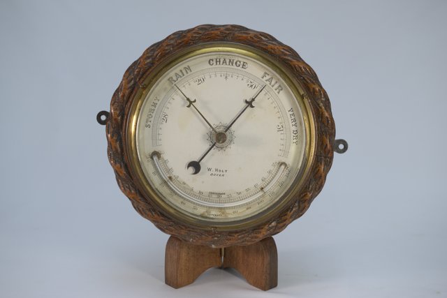 English Boat Thermometer in Oak, Brass and Glass from W.Holt Dover for ...
