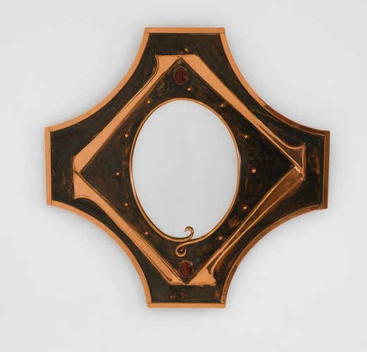 Sussex Gilt Copper Stylized Mirror Inset with Stone Cabochon by Sam ...
