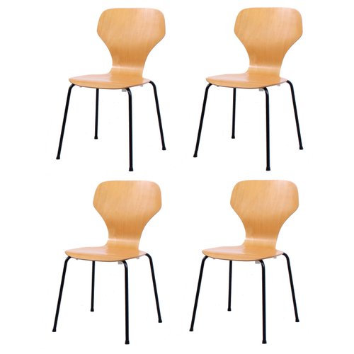 Beech Stacking Butterfly Chairs by Phoenix Denmark 1980s, Set of 4 for ...