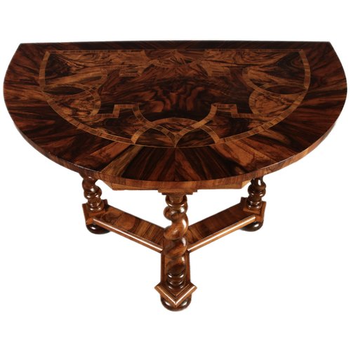 Antique Renaissance Demi Lune Console Table Walnut Inlays, 1700s for ...
