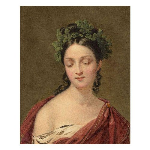 Portrait of a Bacchante, Early 19th Century, Watercolour Painting for ...