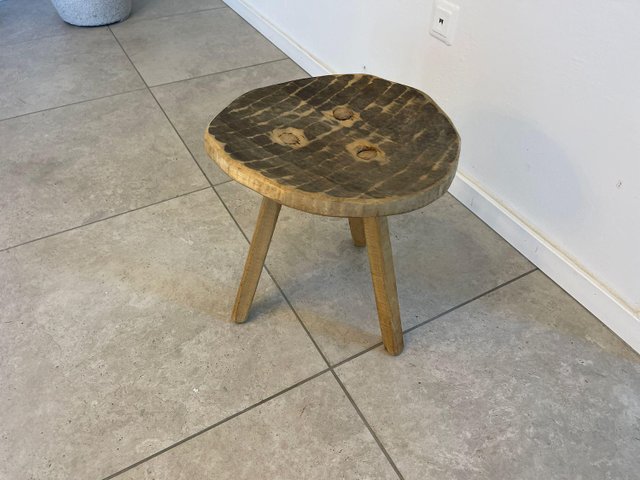 Rustic Spruce Wood Stool for sale at Pamono
