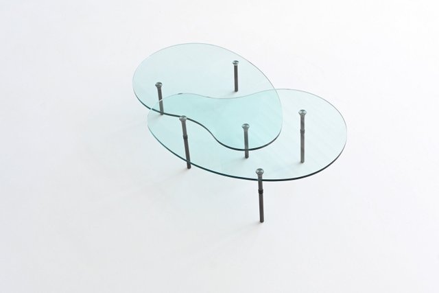Ambo Coffee Tables in Glass by Enzo Mari for Zanotta, 1987, Set of 2 ...