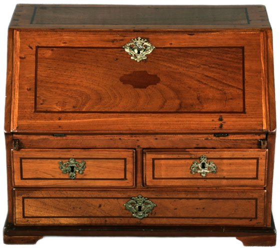 Small 18th Century Baroque Model Secretary Travel Secretary Walnut ...