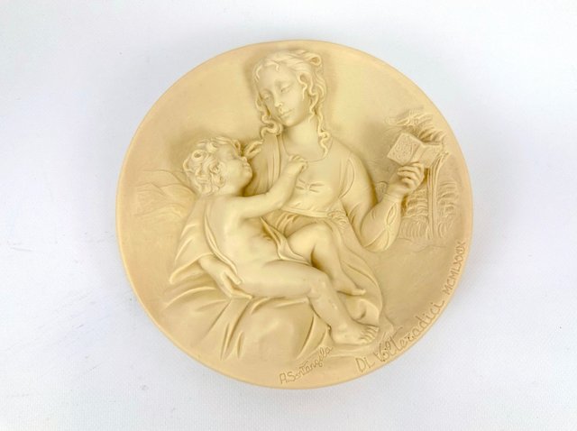 Italian Hand-Carved Alabaster Wall Plate Madonna Serena by A ...