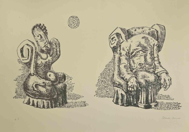 Alberto Savinio, My Parents, Lithograph, 1947 for sale at Pamono