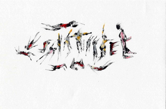 Parimah Avani, Red Dance Of Revolution, Ink & Acrylic Drawing, 2022 for ...