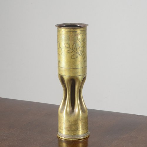 Military Bullet Vase in Worked and Engraved Brass for sale at Pamono