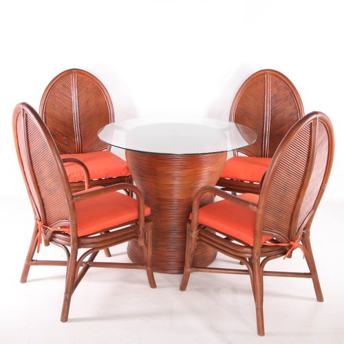 Vintage Rattan Dining Set, Set of 5 for sale at Pamono