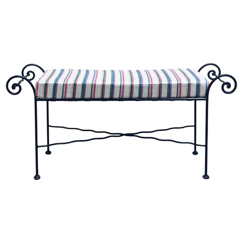 Wrought Iron Bench with Cushion, Italy, 1960s for sale at Pamono