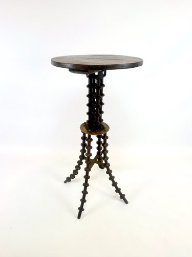 Antique Victorian Folk Art Wood Spool Side Table for sale at Pamono