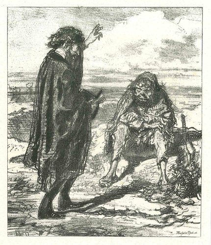 After Gavarni, Praying for a Vagabond, Original Lithograph, 1881 for ...