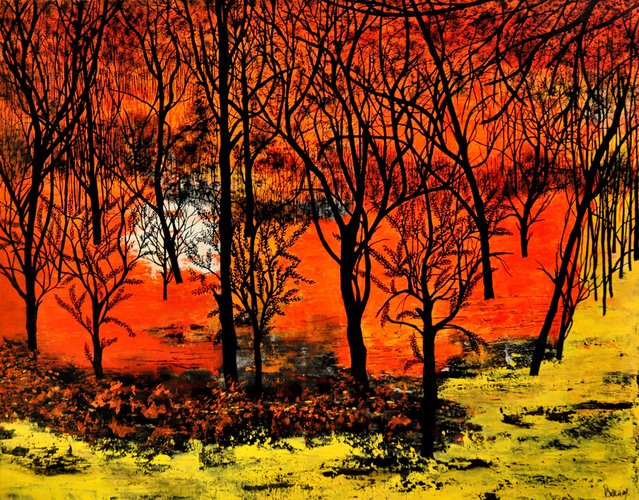 Danielle Launay, Soleil de Feu, 2022, Mixed Media on Canvas for sale at ...