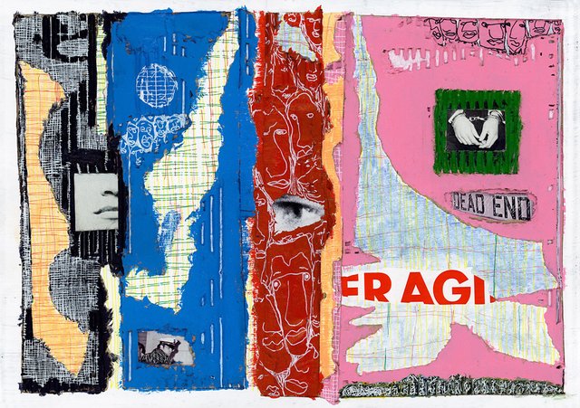 Fred Borghesi, DeadEnd, 2023, Acrylic and Collage on Cardboard for sale ...