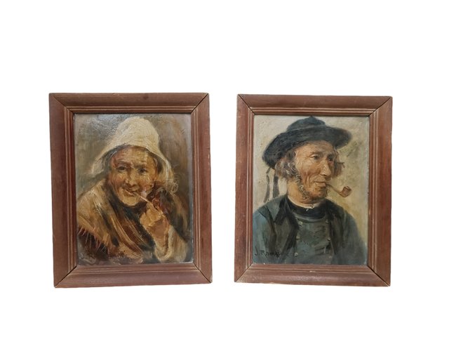 J. Ramaugé, Dutch Portraits, 1920s, Oil Paintings, Set of 2 for sale at ...