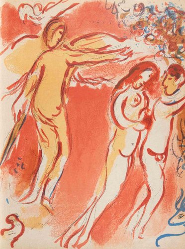 Marc Chagall, Adam und Eva aus dem Paradies verbannt, Lithographie, 1960 bei Pamono kaufen