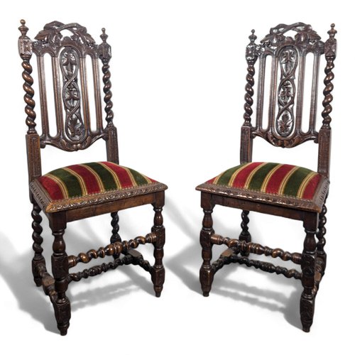 Set of Louis XIII Style Oak Chairs for sale at Pamono