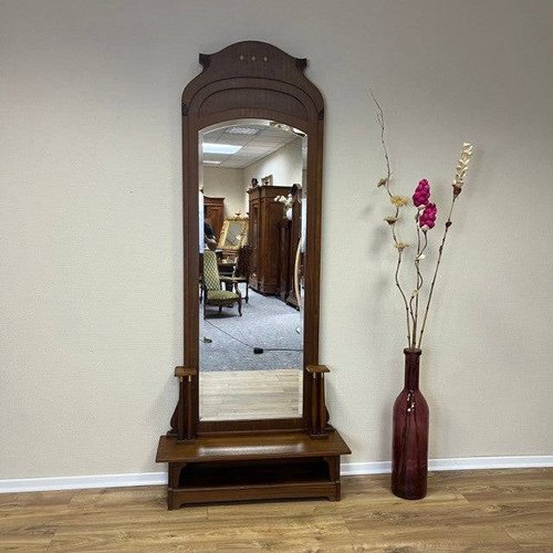 Antique Standing Mirror in Walnut, 1930s for sale at Pamono