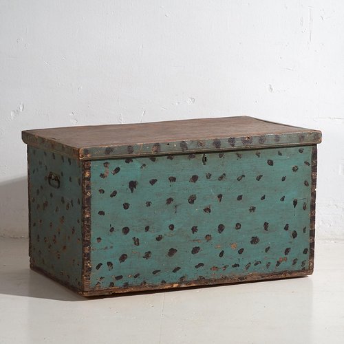 Vintage Mint Green Storage Trunk, 1920 for sale at Pamono