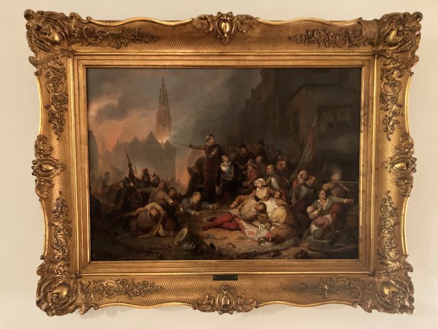 Henri Leys, The Siege of Antwerp During the Spanish Fury, 1576, Oil on ...