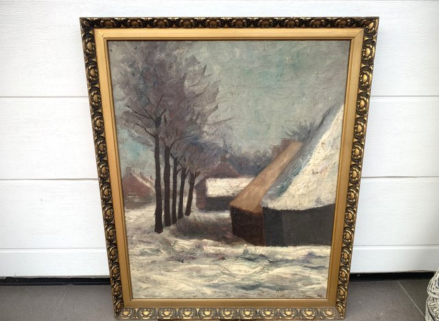 J. Han, Winter Landscape, 1880, Oil on Canvas, Framed for sale at Pamono