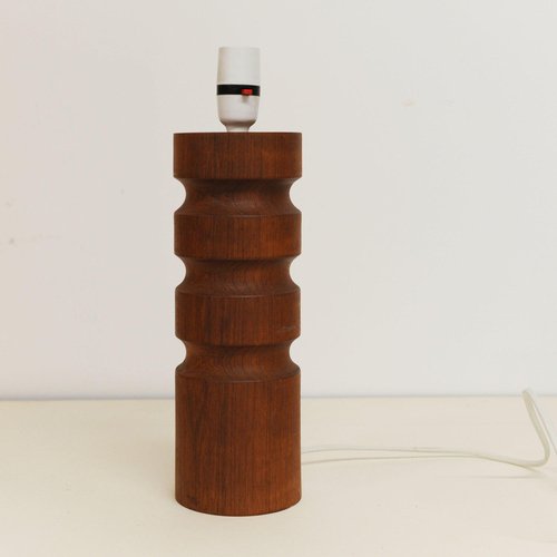 Vintage Teak Turned Table Lamp attributed to Bhs, 1980s for sale at Pamono