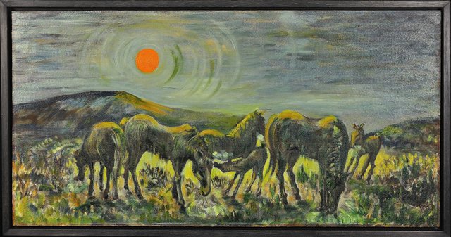Hazel Barnett, Welsh Ponies Grazing Under a Warm Sun, Penlan, Swansea ...