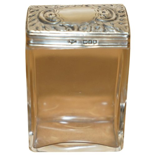 Antique Sterling Silver Perfume Bottle in Cut Glass Green & Clear ...