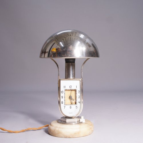Vintage Art Deco Lamp with Clock, 1930s for sale at Pamono