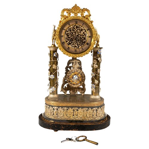 Viennese Biedermeier Skeleton Anniversary Clock with Musical Movement ...