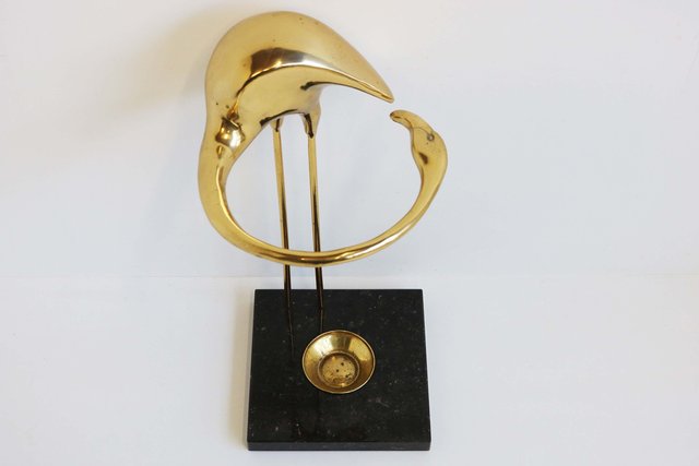 Vintage Regency Flamingo Umbrella Stand in Black Marble & Brass by ...