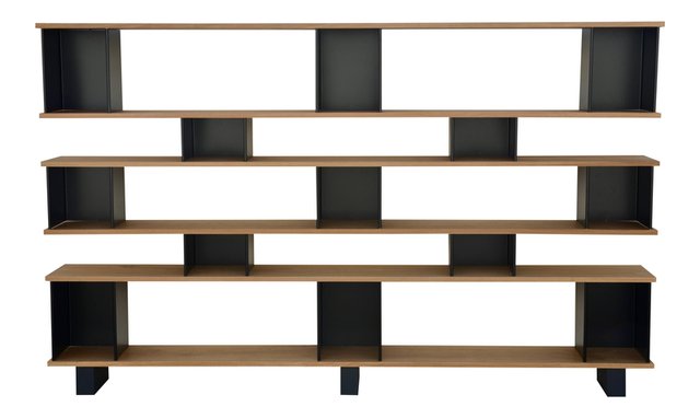 Polished Oak and Matte Black Horizontal Shelving Unit by Atelier Cabanel