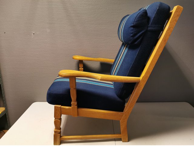 Armchair with High Back in Oak with Carvings in the style of Henning ...