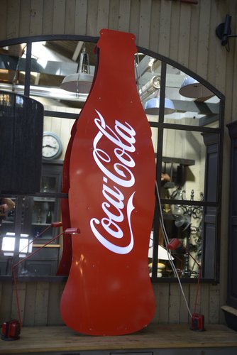 Large Illuminated Metal Coca Cola Sign, 1980s for sale at Pamono