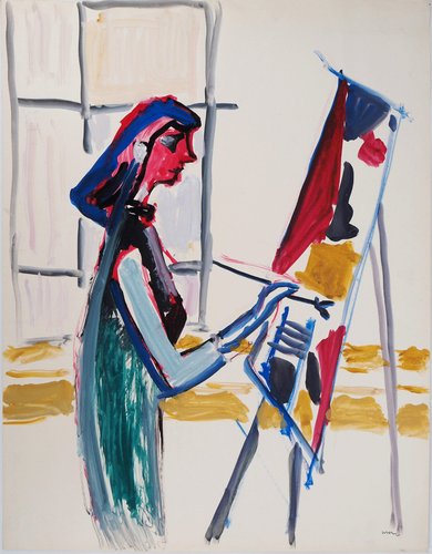 Jacques Soisson, Painter in the Studio, Acrylic on Paper for sale at Pamono