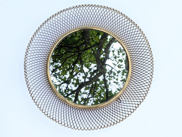 Mid-Century Brass Mesh Mirror, Germany, 1950s for sale at Pamono