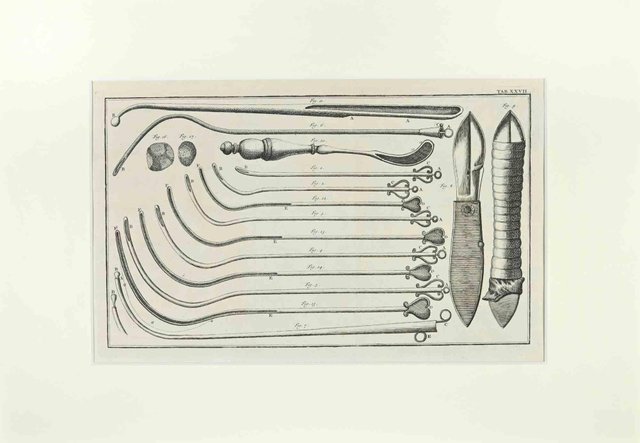 Lorenz Heister, Surgical Instruments, Etching, 1750 for sale at Pamono