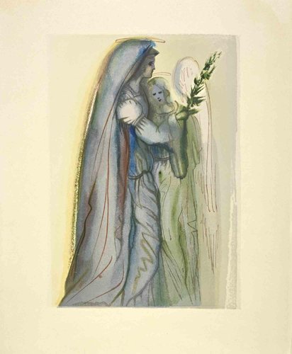 Salvador Dali, The Archangel Gabriel, Woodcut, 1963 for sale at Pamono