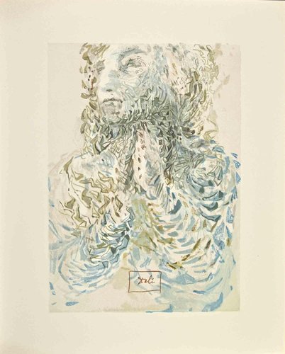 Salvador Dali, Cacciaguida Sees Dante’s Exile in God, Woodcut, 1963 for ...