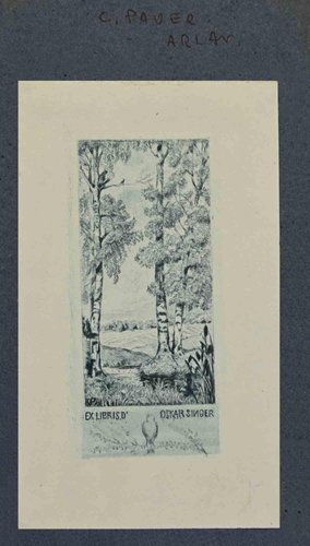 Carl Paver Arlav, Ex-Libris, Oskar Singer, Etching, Mid 20th Century ...