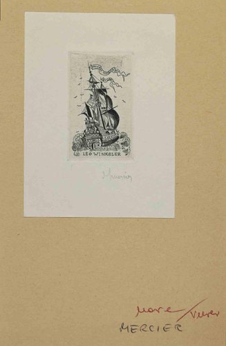 Jocelyn Mercier, Ex-Libris, Leo Winkeler, Etching, 1930s for sale at Pamono