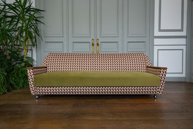 Canapé Mid-Century en Tissu Graphique, 1950s en vente sur Pamono