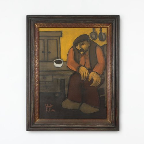 Robert Deman, Solitary Man, 1940s, Oil on Canvas, Framed for sale at Pamono