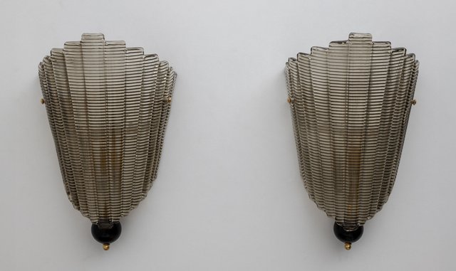 Italian Modern Murano Glass Textured Wall Sconces, 1980s, Set of 2 for ...
