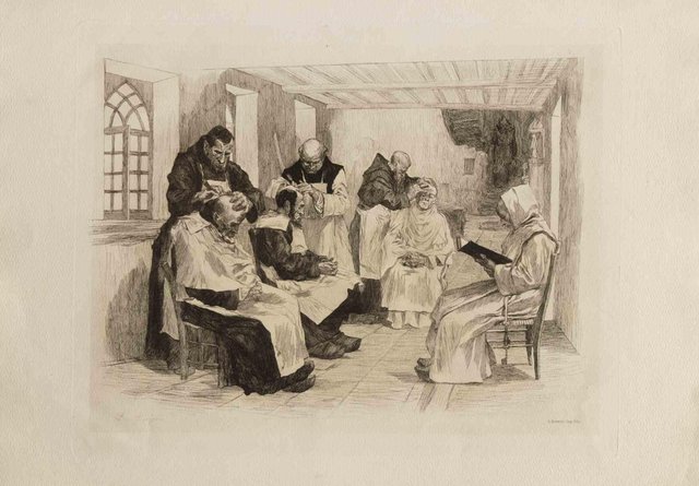 Auguste Lançon, Les Trappistes, Etching, 1883 for sale at Pamono
