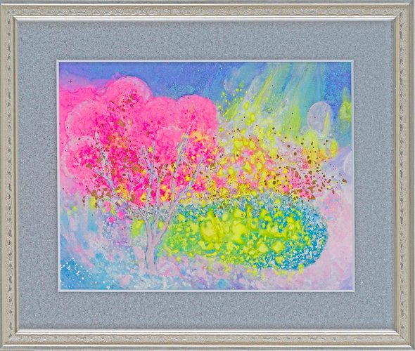 Minako Asakura, Sunny Moment, 2024, Acrilico e acquerello su carta, con cornice in vendita su Pamono